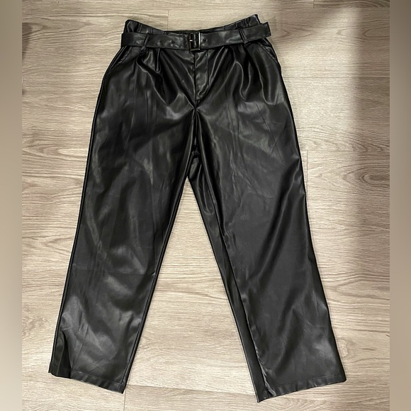 Who What Wear | Pants & Jumpsuits | Leather Pants With Belt Straight ...